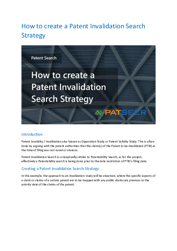 (PDF) How to create a Patent Invalidation Search Strategy