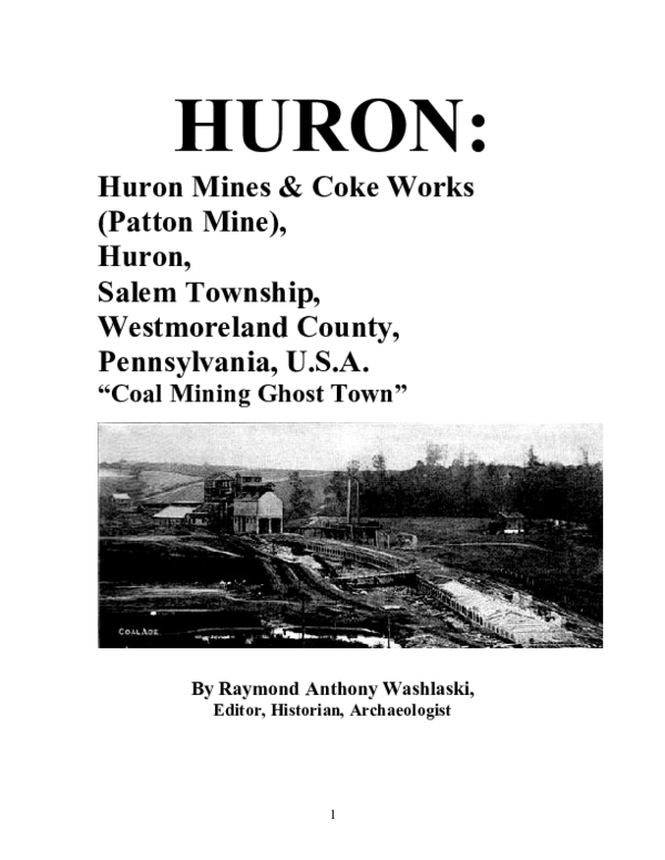 (DOC) HURON: Huron Mines & Coke Works (Patton Mine), Huron, Salem Twp ...