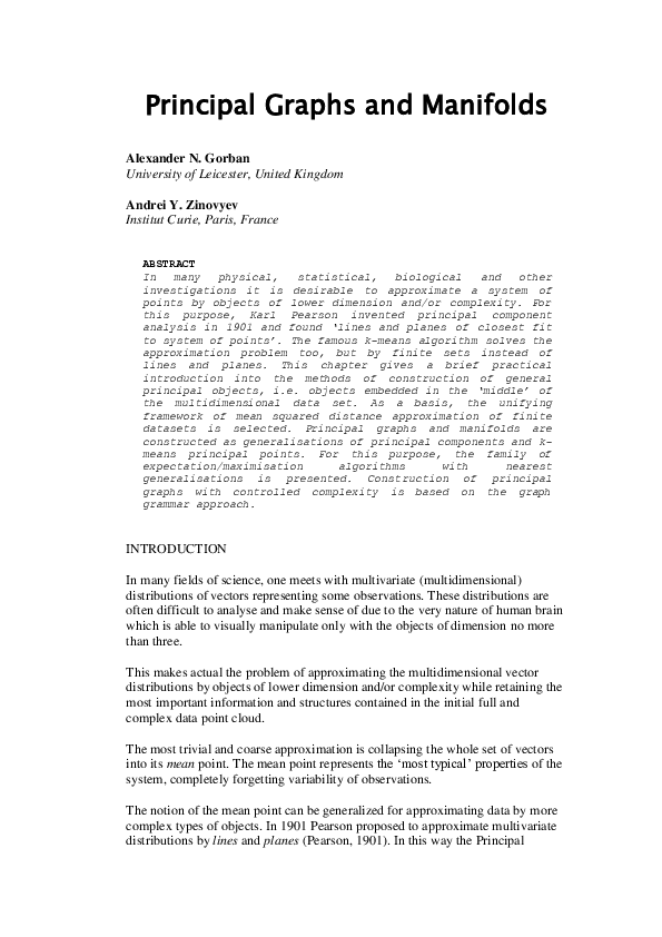 (PDF) Principal graphs and manifolds