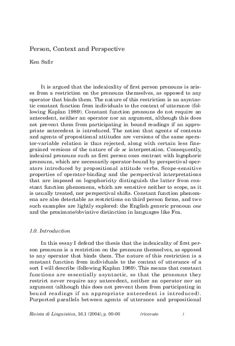 (PDF) Person, Context and Perspective