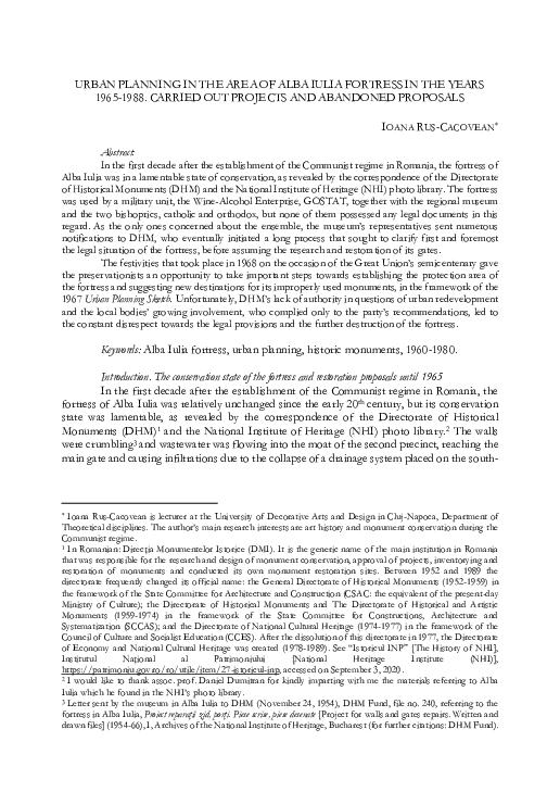 (PDF) Urban Planning in the Area of Alba Iulia Fortress in the Years ...