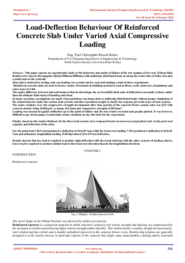 (PDF) IJERT-Load-Deflection Behaviour Of Reinforced Concrete Slab Under ...