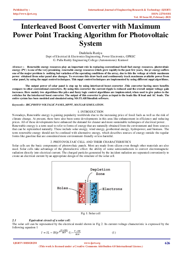 (PDF) IJERT-Interleaved Boost Converter with Maximum Power Point Tracking Algorithm for ...