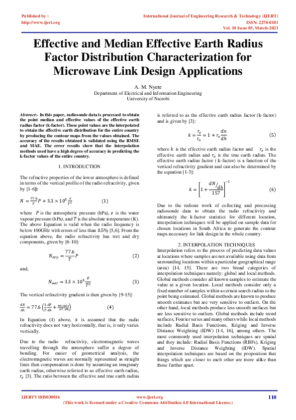 (PDF) IJERT-Effective and Median Effective Earth Radius Factor ...