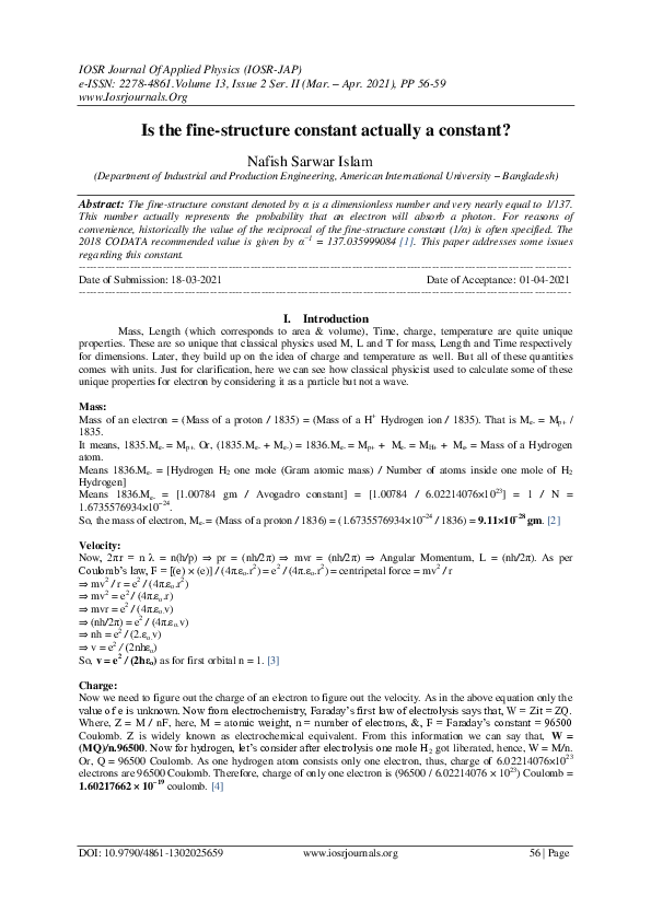 (PDF) Is the fine-structure constant actually a constant