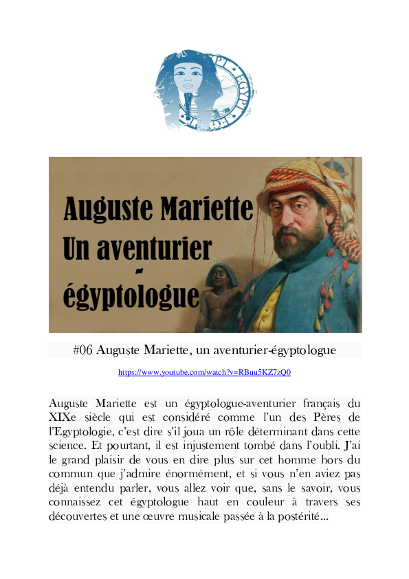 (PDF) #06. Auguste Mariette, un aventurier-égyptologue