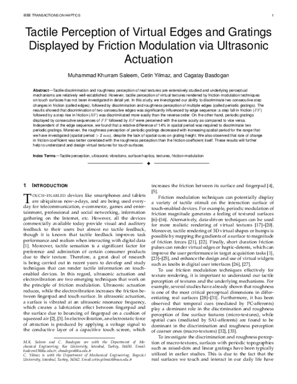 (PDF) Tactile Perception of Virtual Edges and Gratings Displayed by ...