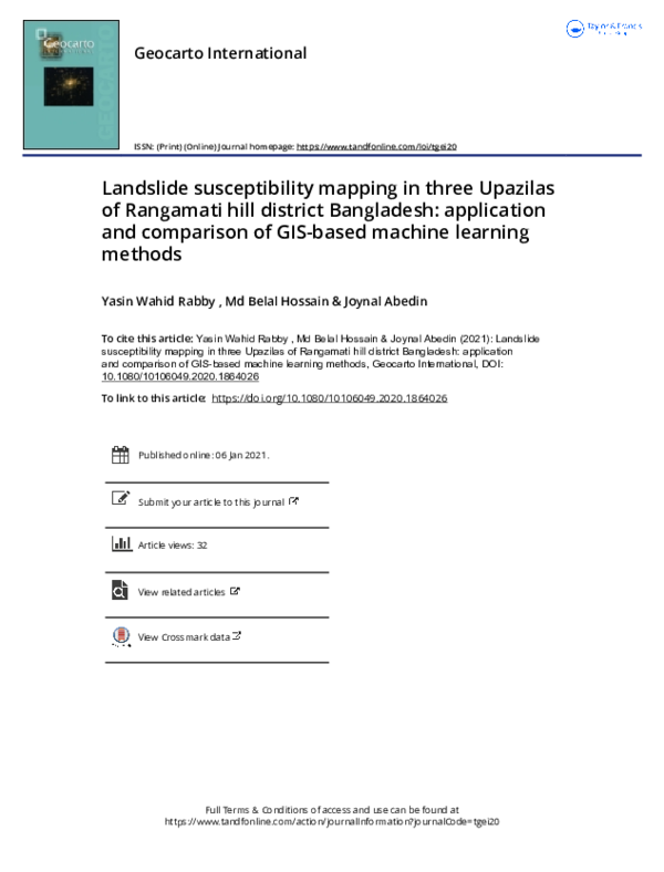 (PDF) Landslide susceptibility mapping in three Upazilas of Rangamati hill district Bangladesh ...