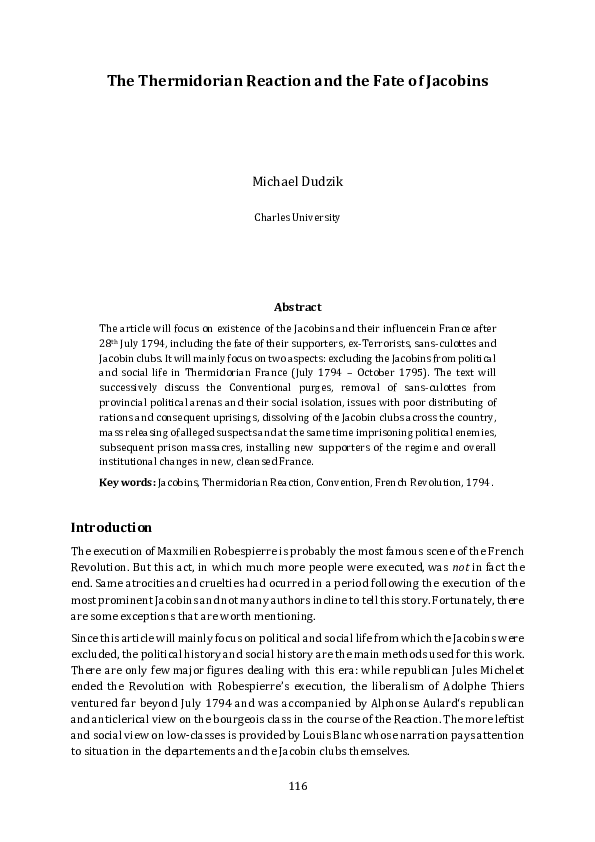 (PDF) The Thermidorian Reaction and the Fate of Jacobins
