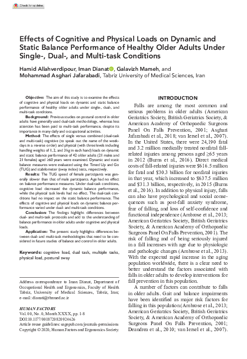 (PDF) Effects of Cognitive and Physical Loads on Dynamic and Static ...