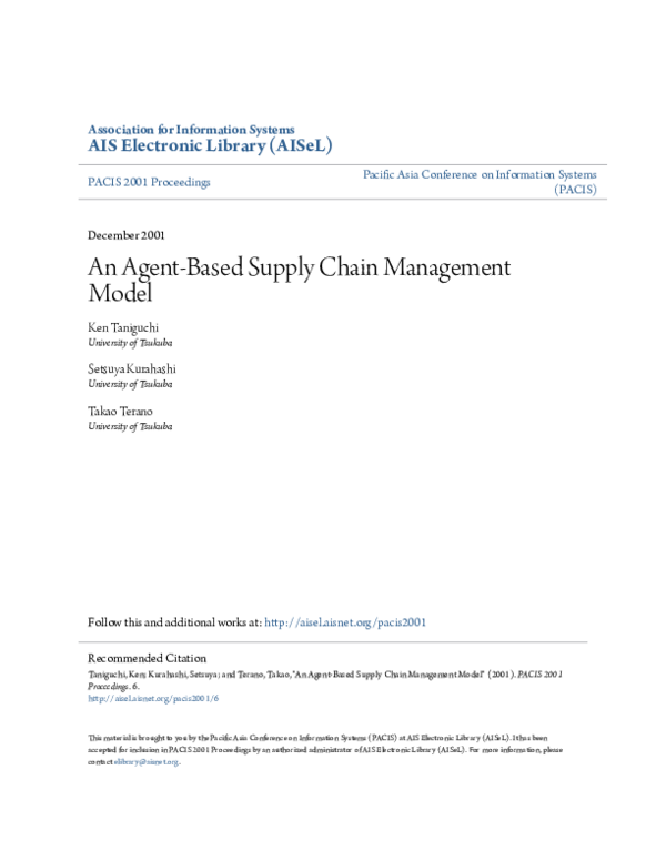 (PDF) An Agent-Based Supply Chain Management Model