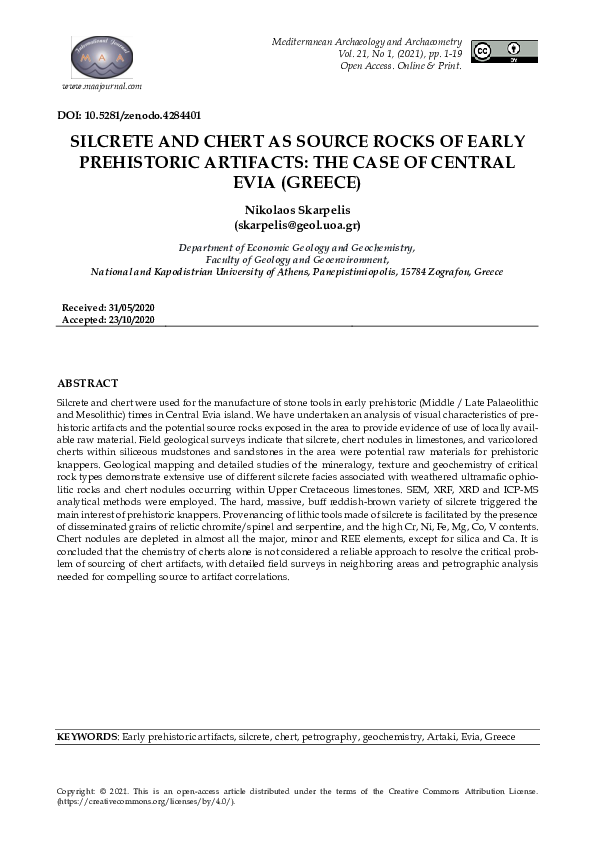 (PDF) SILCRETE AND CHERT AS SOURCE ROCKS OF EARLY PREHISTORIC ARTIFACTS ...