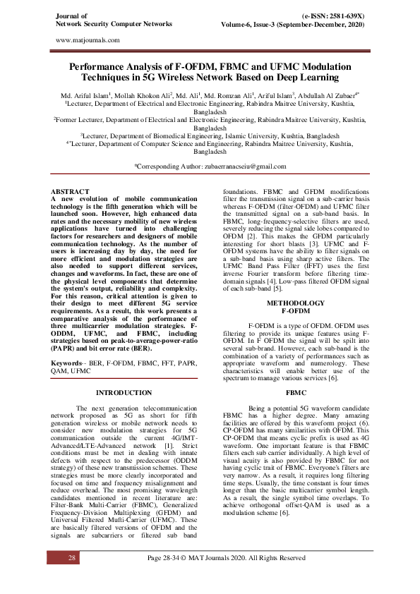 (PDF) Performance Analysis of F-OFDM, FBMC and UFMC Modulation ...