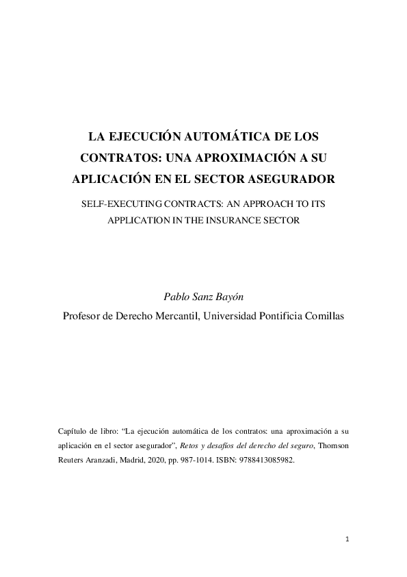 (PDF) La ejecución automática de los contratos: una aproximación a su ...