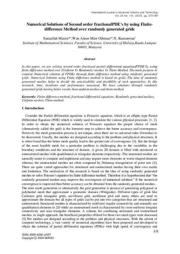 Pdf Solving Fpdes Using Random Grids And Fdm