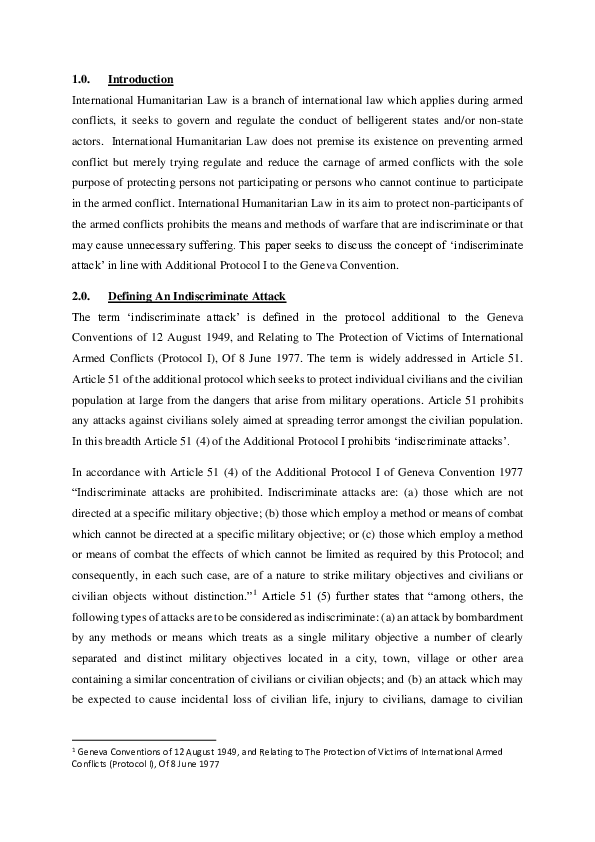 (PDF) The concept of Indiscriminate Attack in line with Additional ...