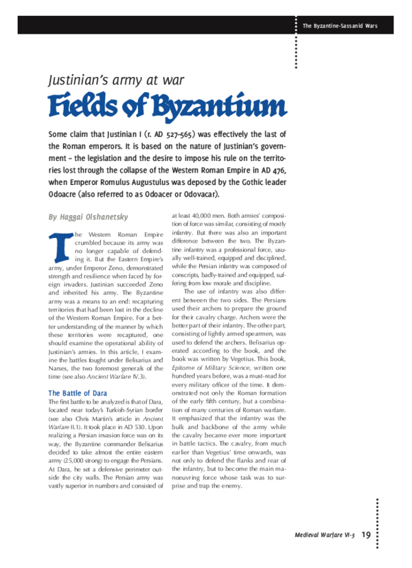 (PDF) The Fields of Byzantium: Justinian's Army at War