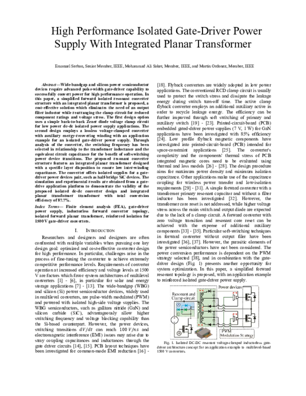 (PDF) High Performance Isolated Gate-Driver Power Supply With Integrated Planar Transformer
