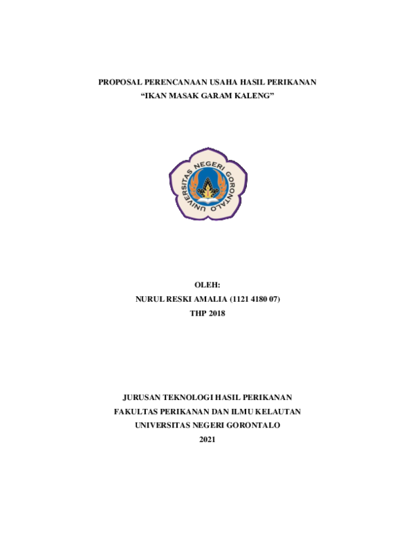 (PDF) PROPOSAL PERENCANAAN USAHA HASIL PERIKANAN “IKAN MASAK GARAM KALENG”