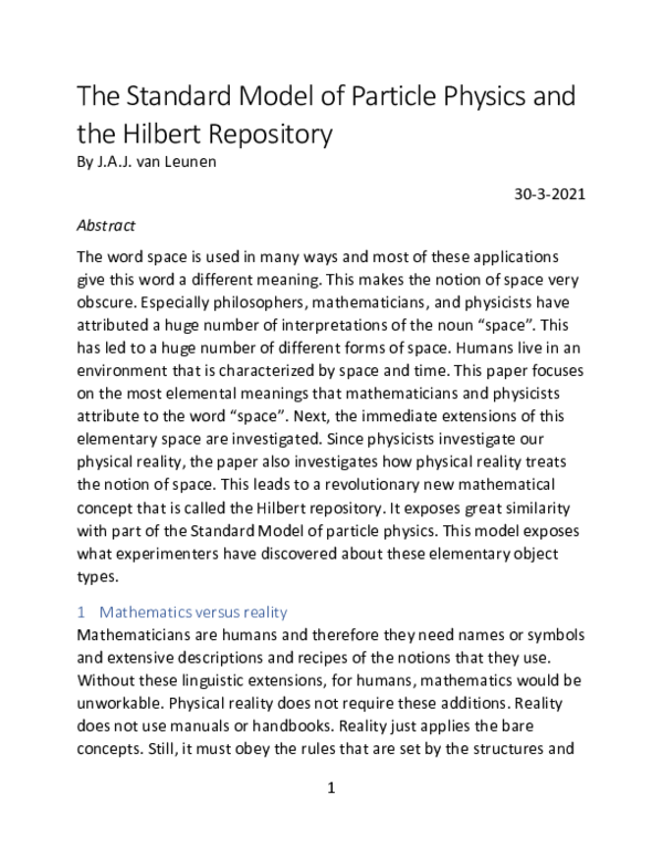 (PDF) The Standard Model of Particle Physics and the Hilbert Repository