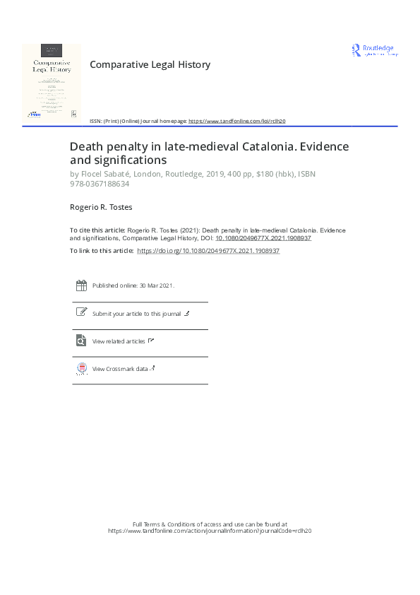 (PDF) R. Tostes: Review on Flocel, Sabaté, Death penalty in late ...