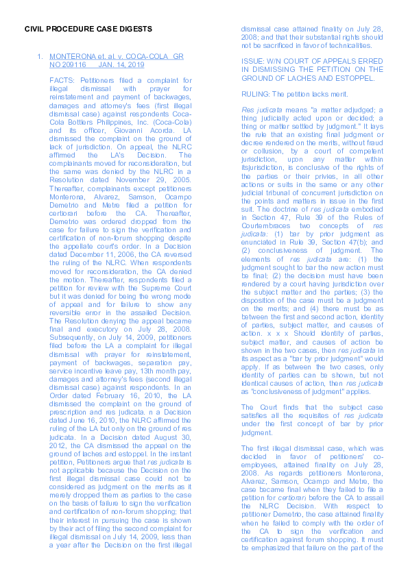 (DOC) CIVIL PROCEDURE CASE DIGESTS
