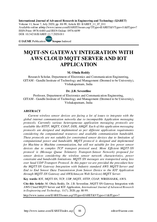 (PDF) MQTT-SN GATEWAY INTEGRATION WITH AWS CLOUD MQTT SERVER AND IOT ...