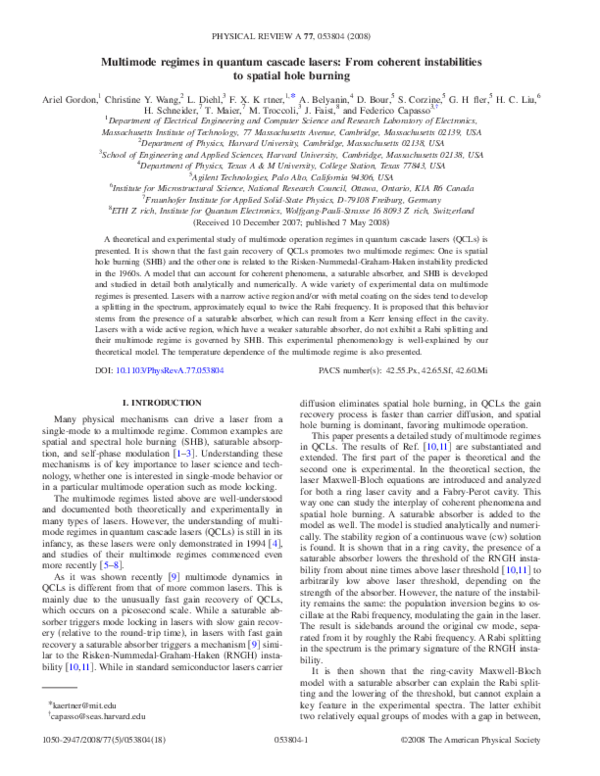 (PDF) Multimode regimes in quantum cascade lasers: From coherent ...