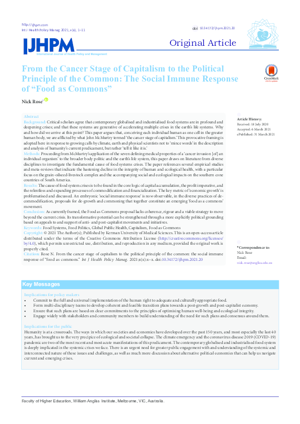 (PDF) From the Cancer Stage of Capitalism to the Political Principle of ...