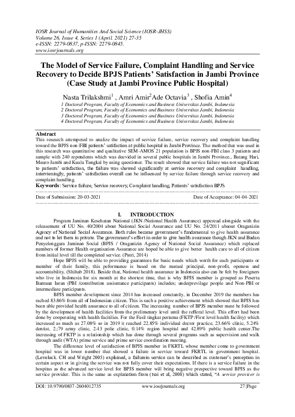 (PDF) The Model of Service Failure, Complaint Handling and Service ...