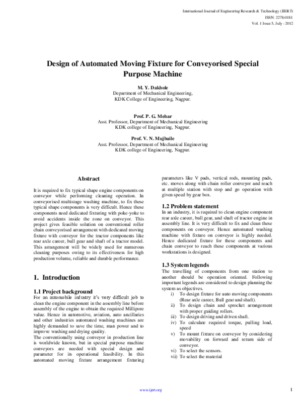 (PDF) Design of Automated Moving Fixture for Conveyorised Special ...
