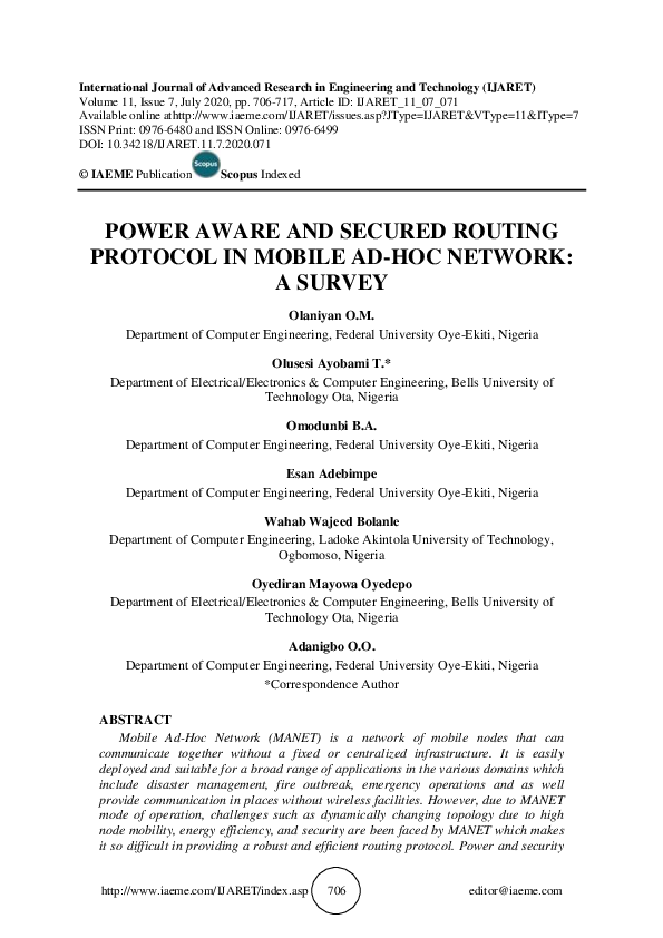 Pdf Power Aware And Secured Routing Protocol In Mobile Ad Hoc Network A Survey