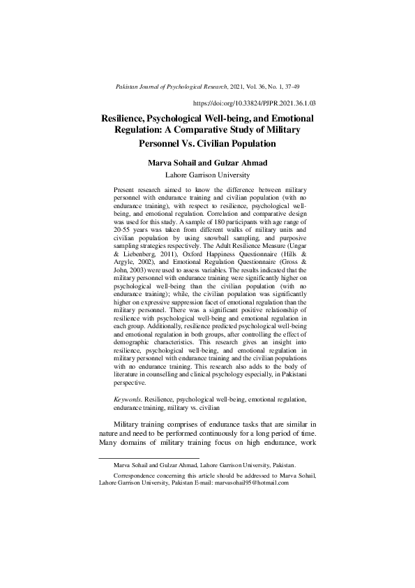 (PDF) Resilience, Psychological Well-being, and Emotional Regulation: A ...