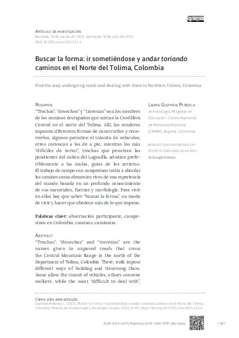 (PDF) Buscar la forma: ir sometiéndose y andar toriando caminos en el ...