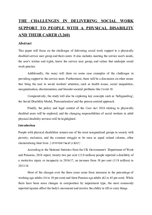 (DOC) Social Worker Challenges in Delivering Support to Physically ...