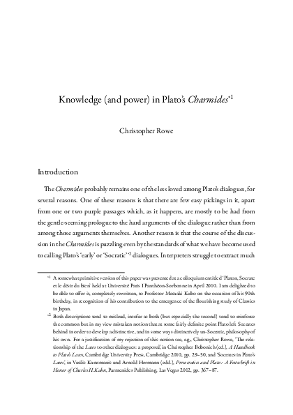 (PDF) Knowledge (and power) in Plato's Charmides