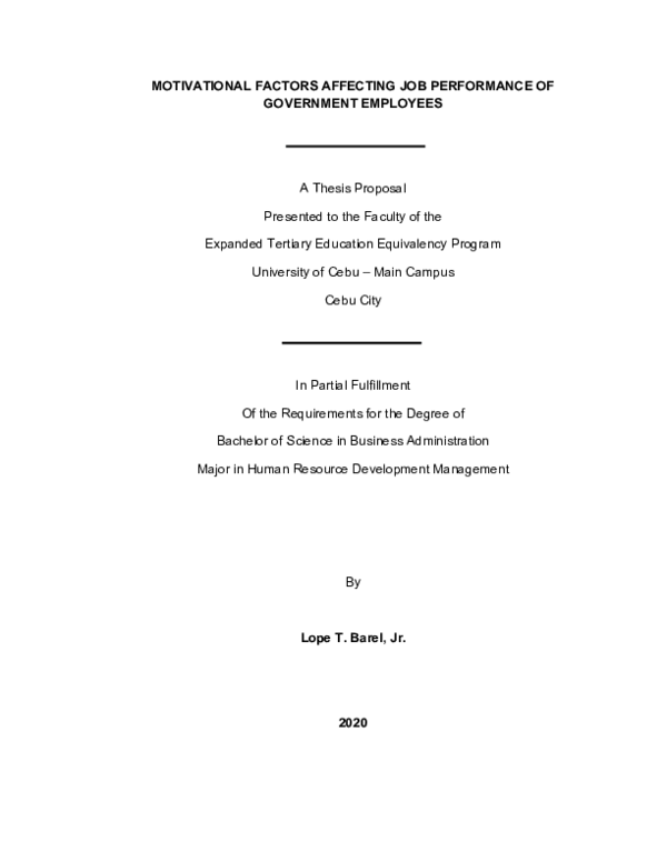 (DOC) MOTIVATIONAL FACTORS AFFECTING JOB PERFORMANCE OF GOVERNMENT ...
