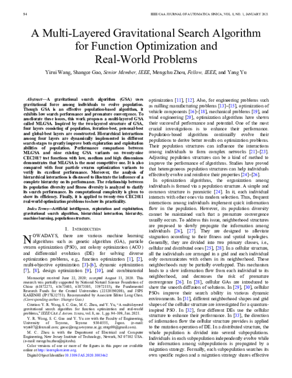 (PDF) A Multi-Layered Gravitational Search Algorithm for Function ...
