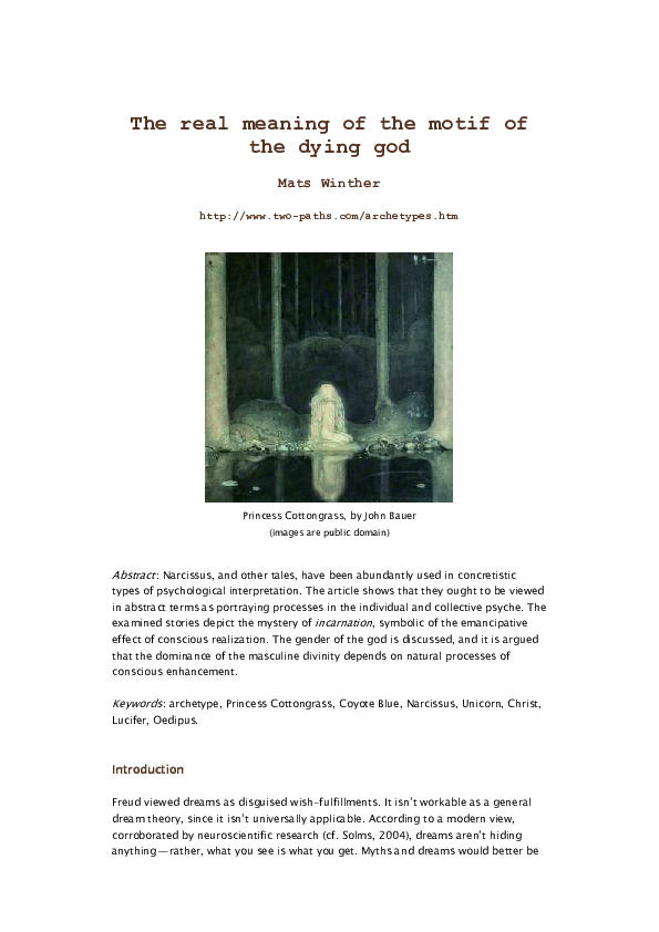 (PDF) The real meaning of the motif of the dying god