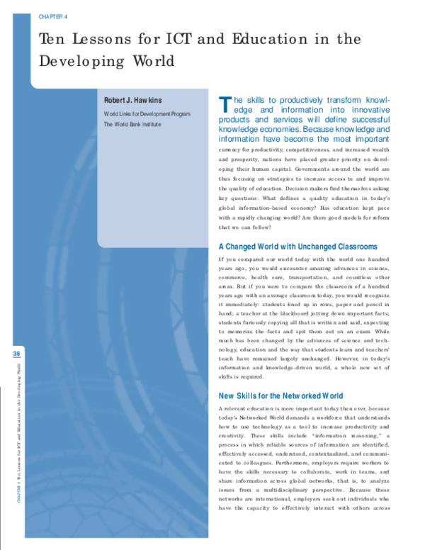 (PDF) Ten lessons for ICT and education in the developing world