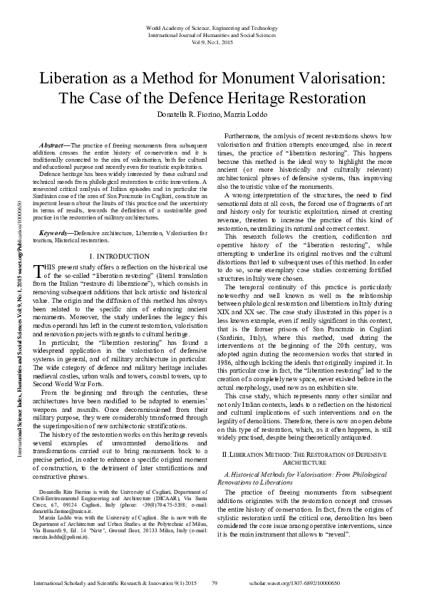 (PDF) Liberation as a Method for Monument Valorisation The Case of the ...