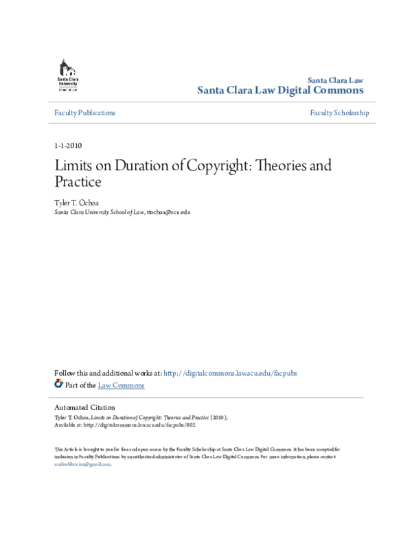 (PDF) Limits on Duration of Copyright: Theories and Practice