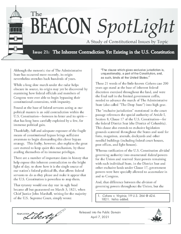 Pdf The Inherent Contradiction Yet Existing In The U S Constitution