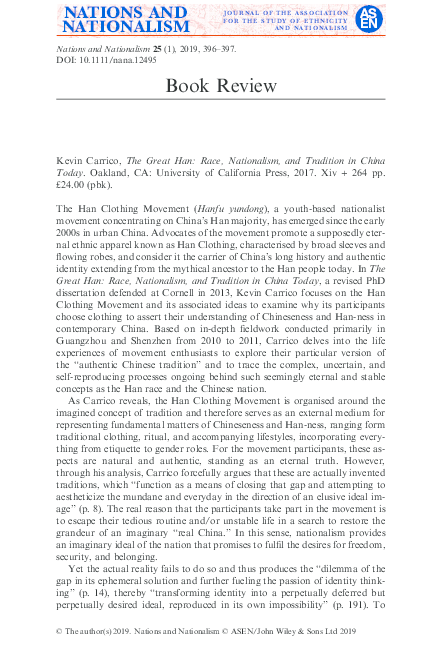 (PDF) Review of The Great Han: Race, Nationalism, and Tradition in ...