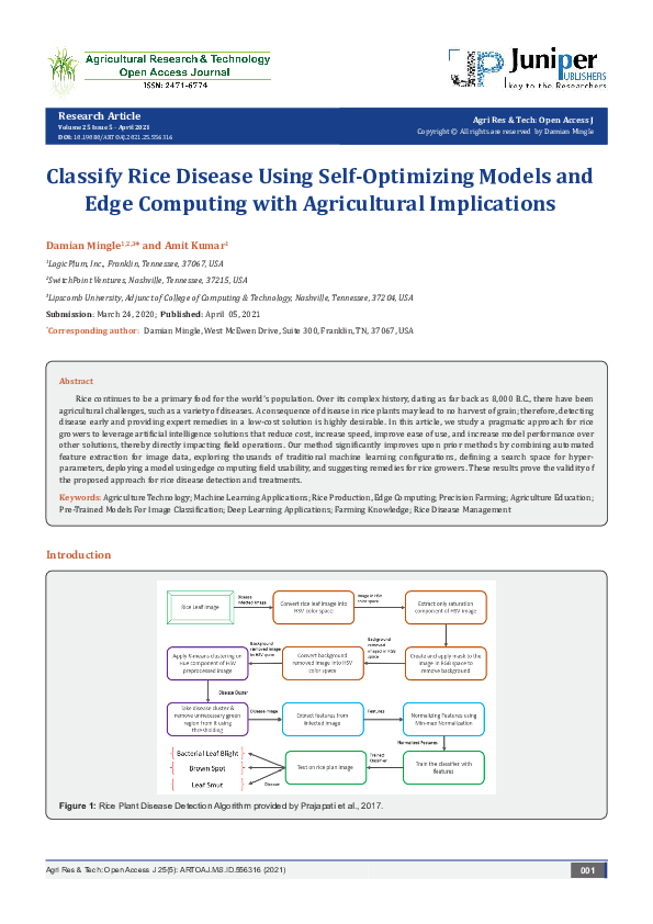 Pdf Classify Rice Disease Using Self Optimizing Models And Edge
