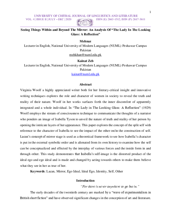 (PDF) Seeing Things Within and Beyond The Mirror: An Analysis Of "The ...