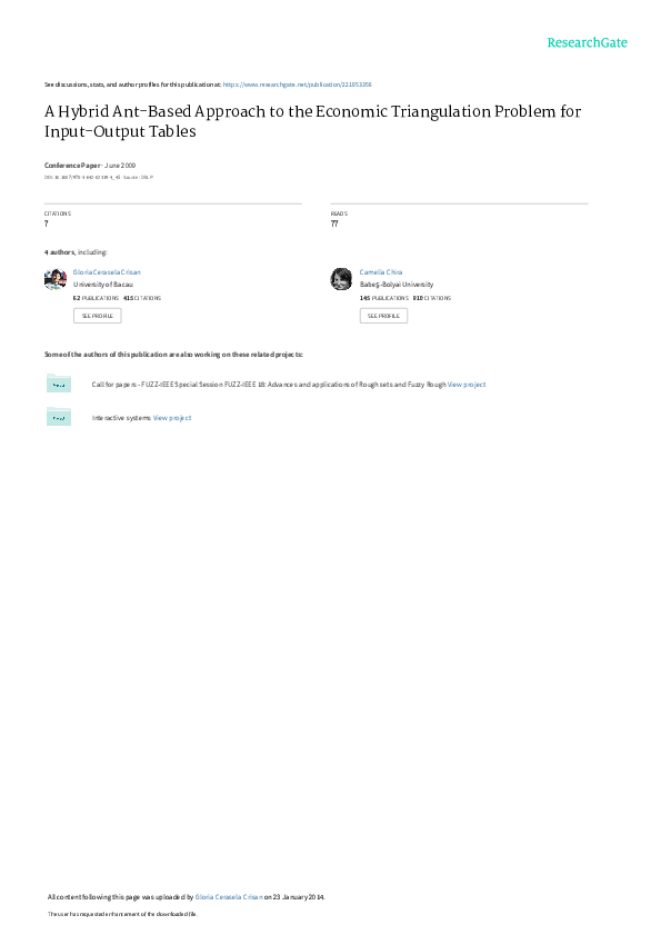 (PDF) Hybrid Ant Algorithm for Input-Output Matrix Triangulation