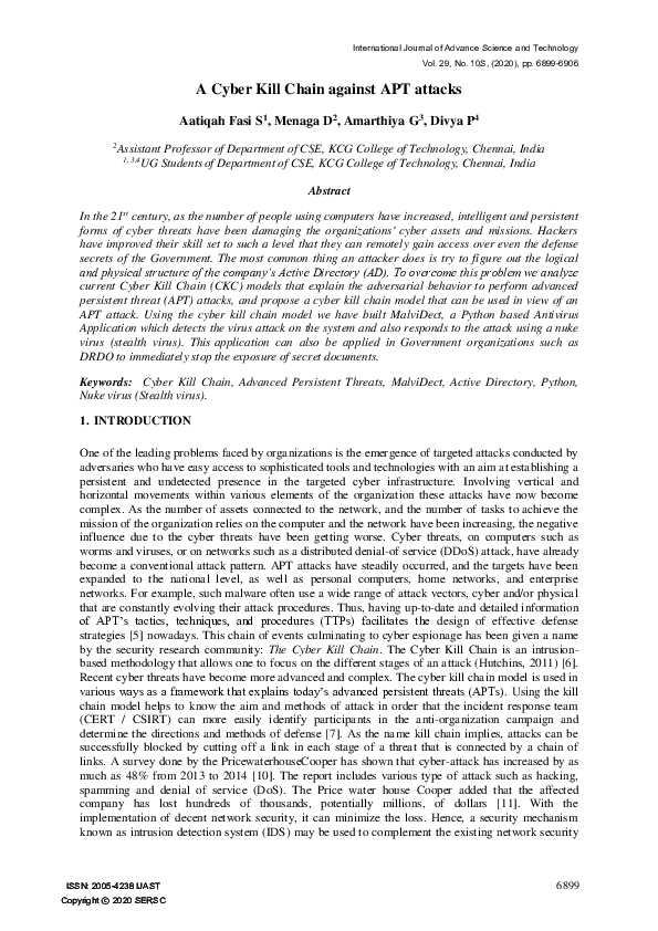 (PDF) A Cyber Kill Chain against APT attacks