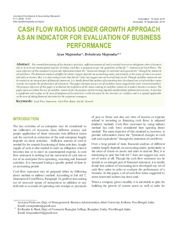 (PDF) CASH FLOW RATIOS UNDER GROWTH APPROACH AS AN INDICATOR FOR ...