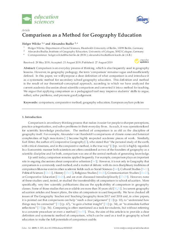 (PDF) Comparison as a Method for Geography Education